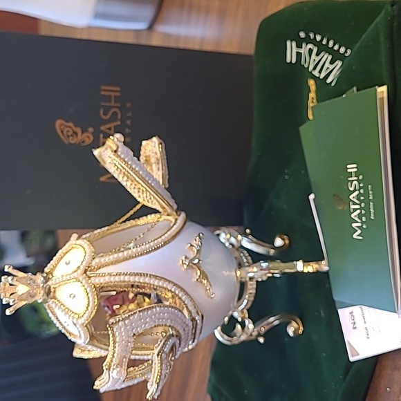 Matashi Crystals | Art | Faberge Egg Music Box Swan Lake W Hidden Carousel Inside Matashi ...